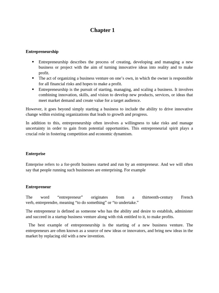 Entrepreneurship Chapter#1 | PDF | Entrepreneurship | Economic Growth