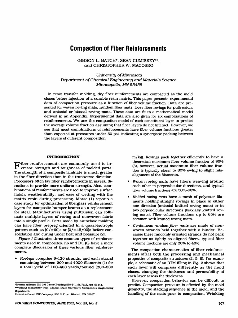 Compaction of Fiber Reinforcements | PDF | Composite Material | Fiberglass