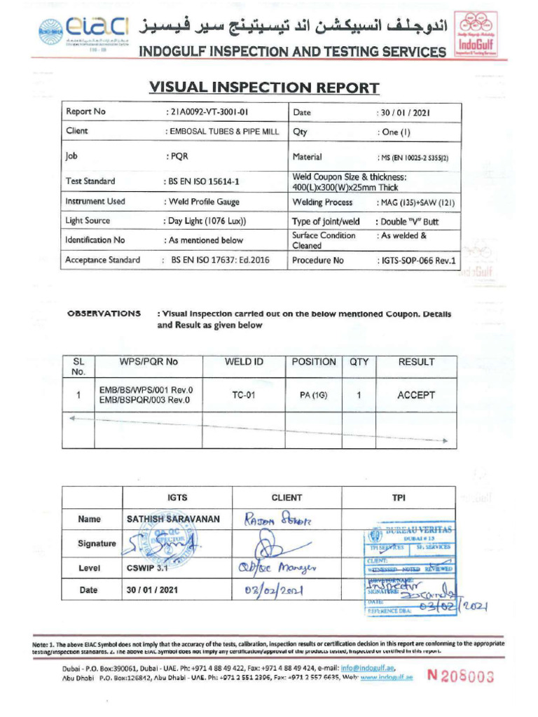 PQR Test Reports - 003 | PDF