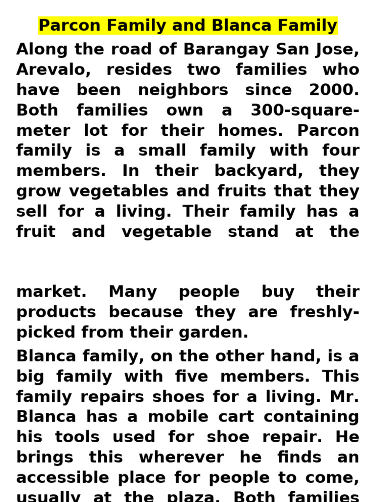 Parcon Family and Blanca Family | PDF