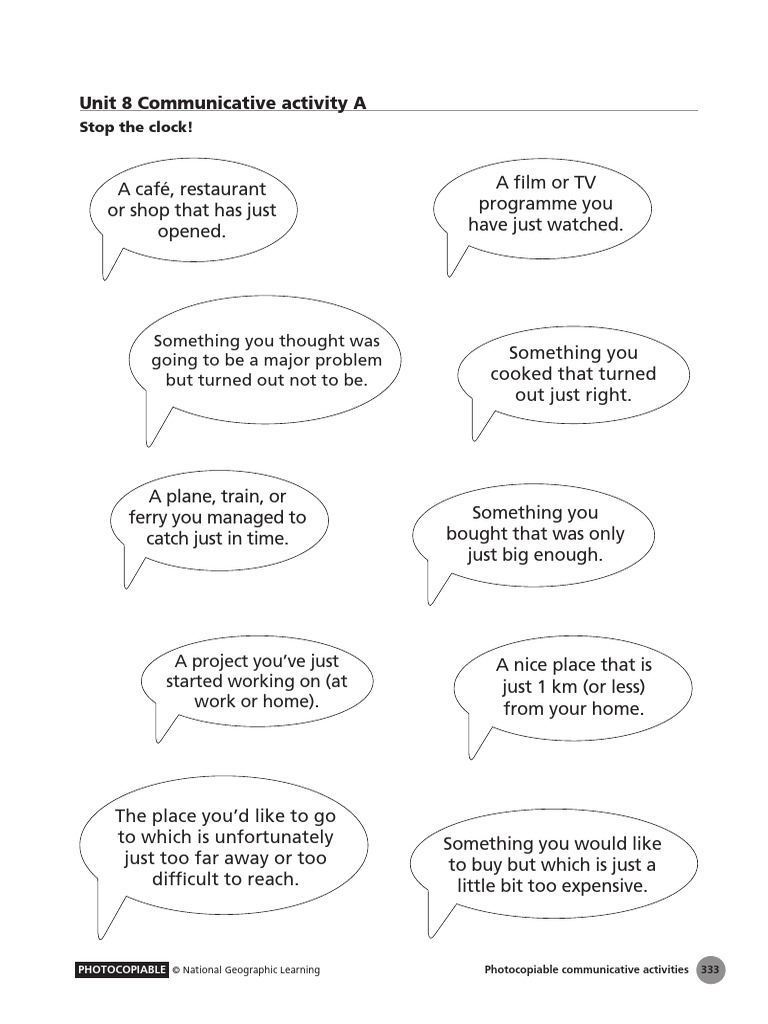 Advanced - Unit 8 - Communicative Activity A | PDF