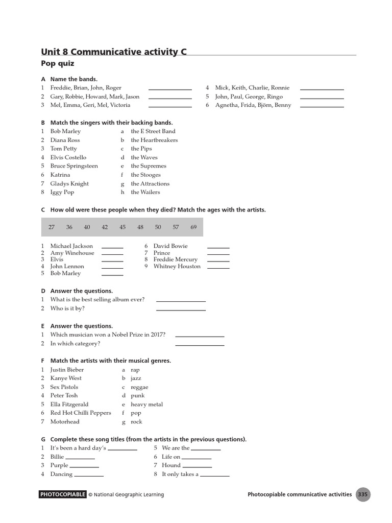 Advanced - Unit 8 - Communicative Activity C | PDF