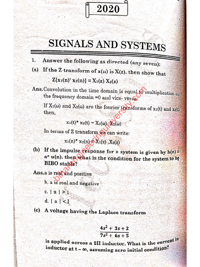 Signal and System 2022 Beu Pyq Solution | PDF