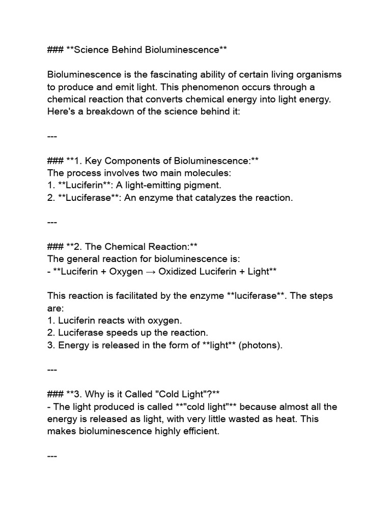 Science Behind Bioluminescence | PDF | Luciferase | Biology