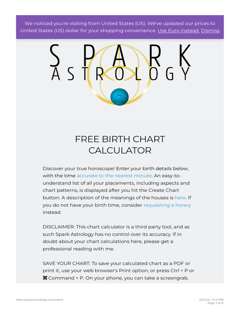 Free Birth Chart Horoscope Calculator | PDF | Planets In Astrology ...