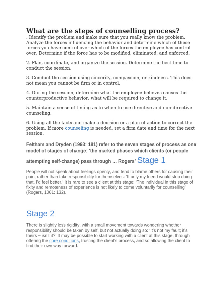 What are the steps of counselling process | PDF | Cognitive Behavioral ...