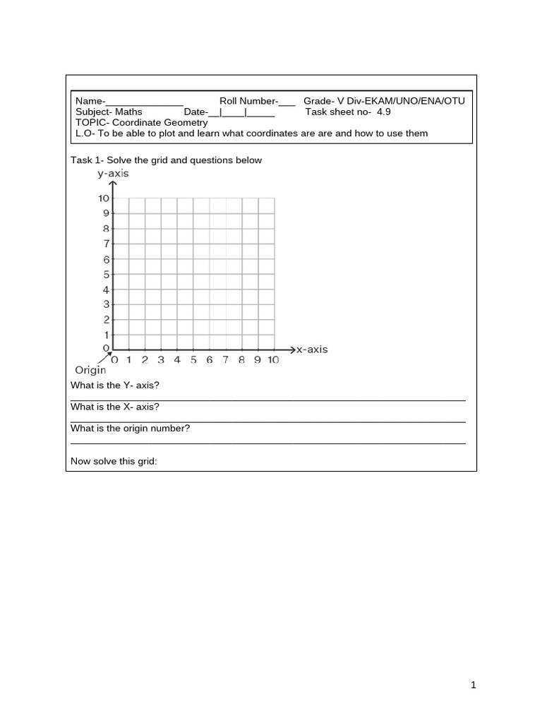 Coordinate Geometry Task Sheet | PDF