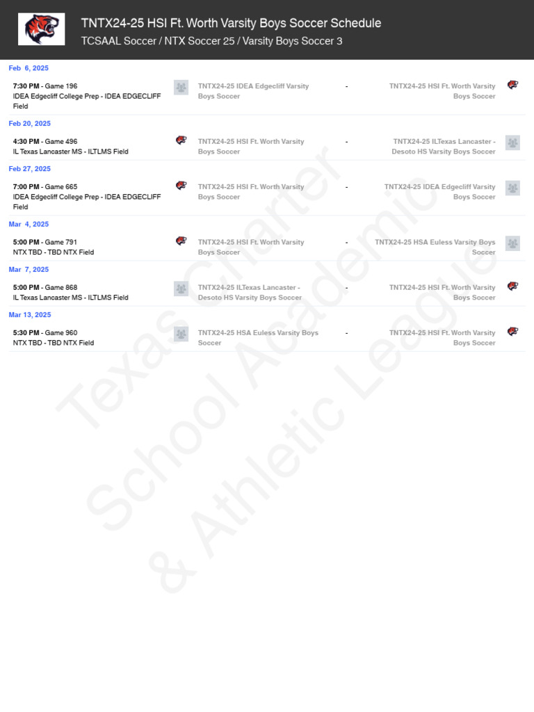 HSI -FW Varsity | PDF