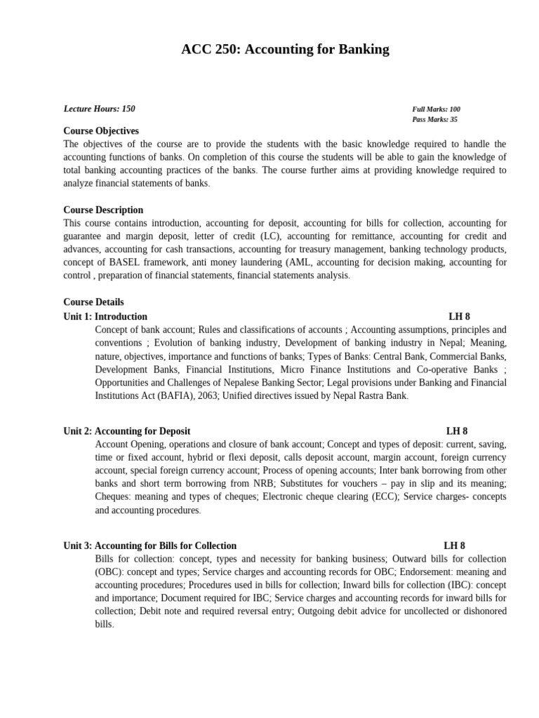 ACC 250 Accounting For Banking | PDF | Banks | Balance Sheet