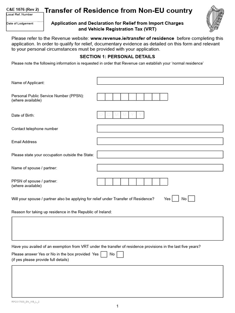 Transfer o0f residence personal effects form | PDF | Taxes | Tax Exemption