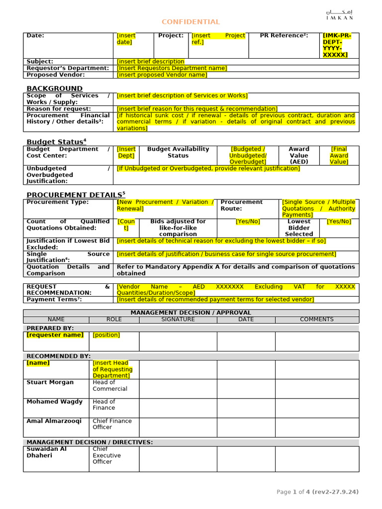 Purchase Requisition - Format & Guidelines - Issue Rev 2 - 27.9.24 | PDF | Procurement | Business