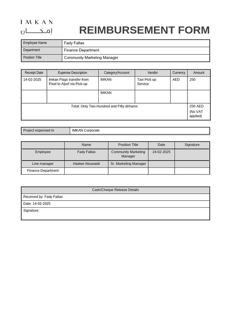 Reimbursement Form | PDF