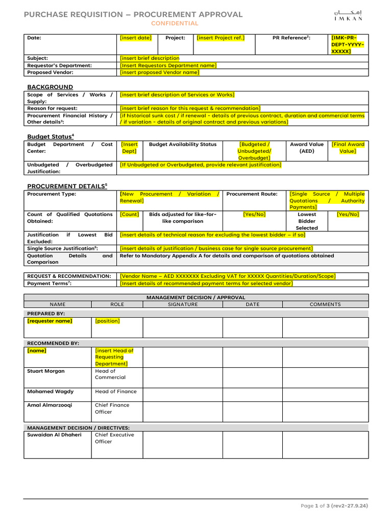 Purchase Requisition - Format & Guidelines - Issue Rev 2 - 27.9.24 ...
