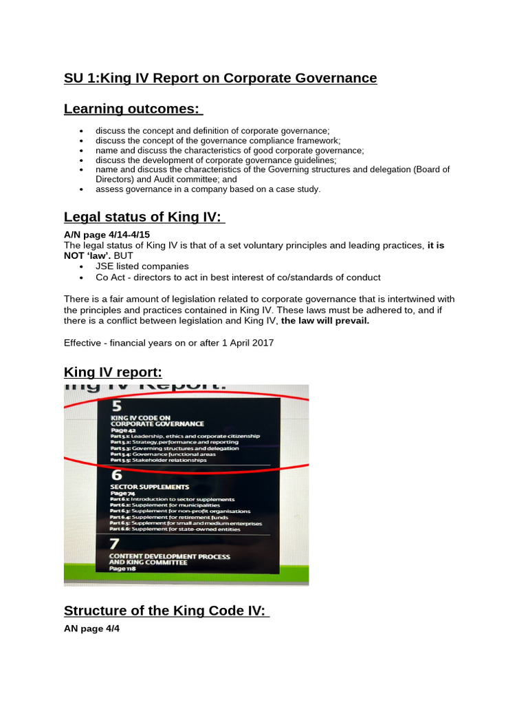 King IV Corporate Governance Overview | PDF | Internal Audit | Audit