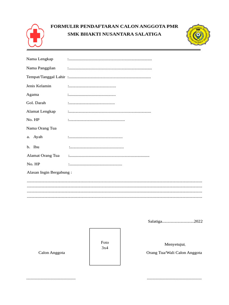 Formulir Pendaftaran PMR | PDF