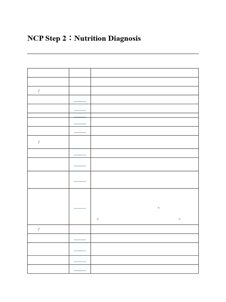 NCP Step 2 Nutrition Diagnosis | PDF | Obesity | Breastfeeding