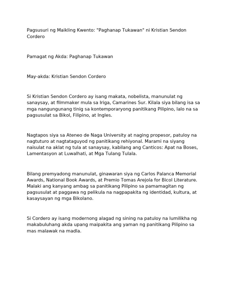 Pagsusuri-ng-Maikling-kwento-BEA-ALTHEA-S.-BSE2C | PDF