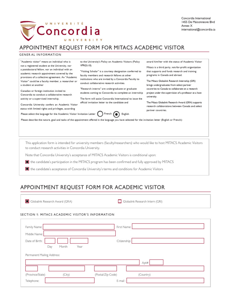 Academic Visitor Form Mitacs - AZT | PDF | Educational Stages | Higher ...