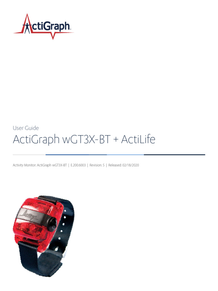 ActiGraph wGT3X-BT UserGuide E.200.6003 Revision5 FINAL | PDF | Usb | Electromagnetic Interference