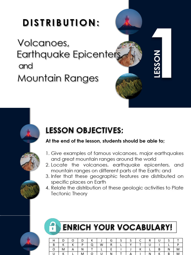Lesson 1 Distribution. Final | PDF | Crust (Geology) | Plate Tectonics