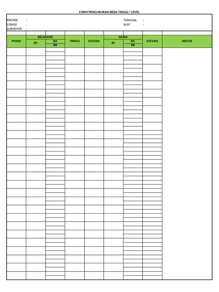 Form Pengukuran Beda Tinggi - Level | PDF