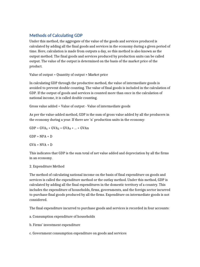 GDP_Calculation_Methods 2025 | PDF | Gross Domestic Product | Measures ...