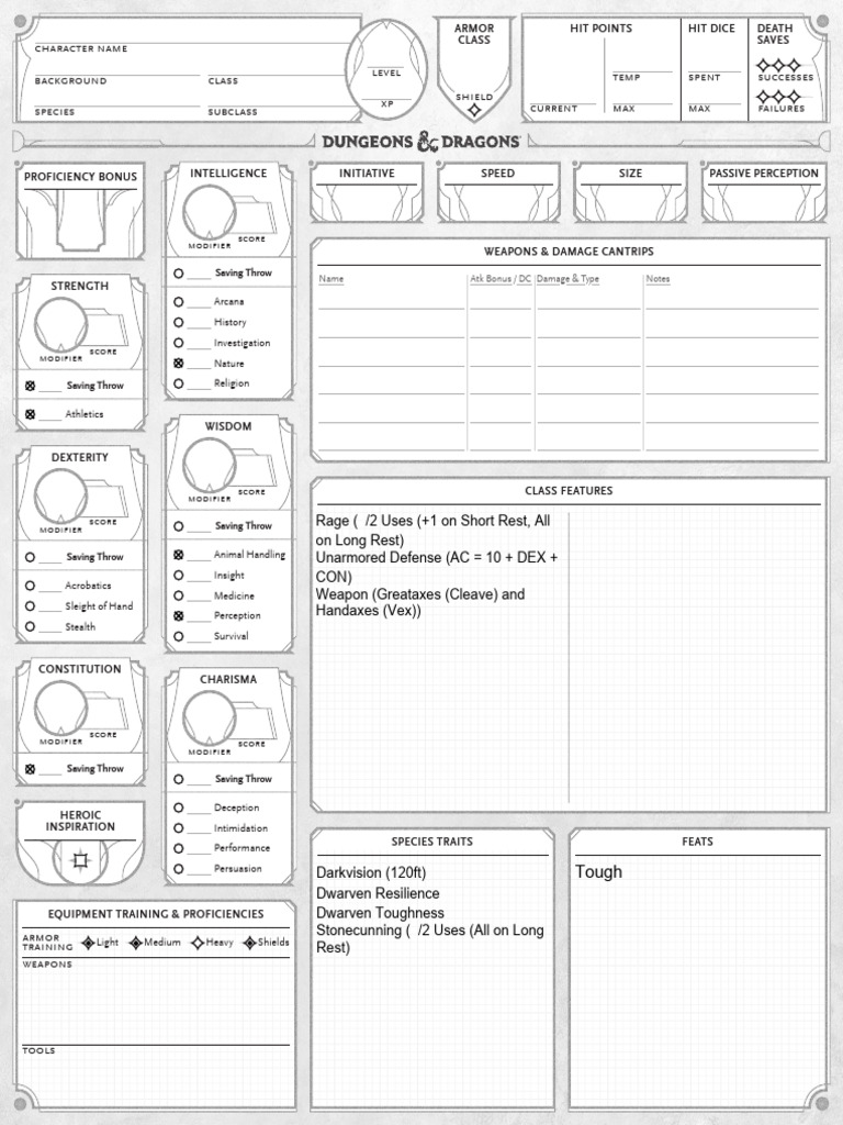 D&D Character Sheet Template | PDF | Role Playing Games | Role Playing