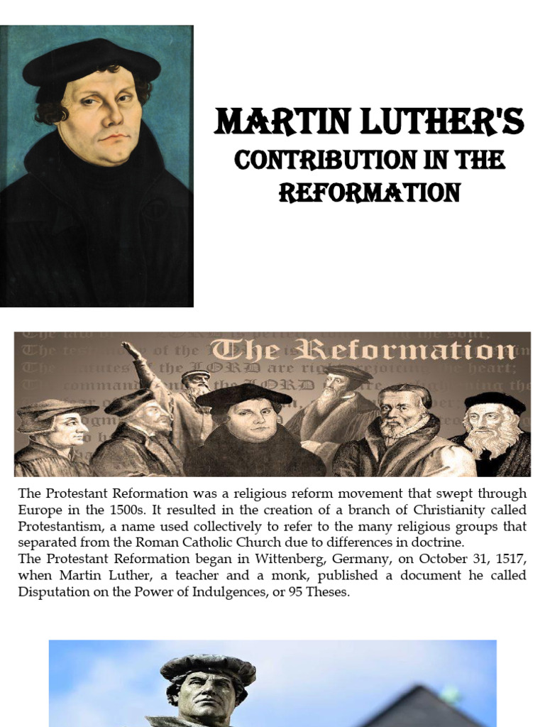 Martin Luther's Contribution in The Reformation | PDF