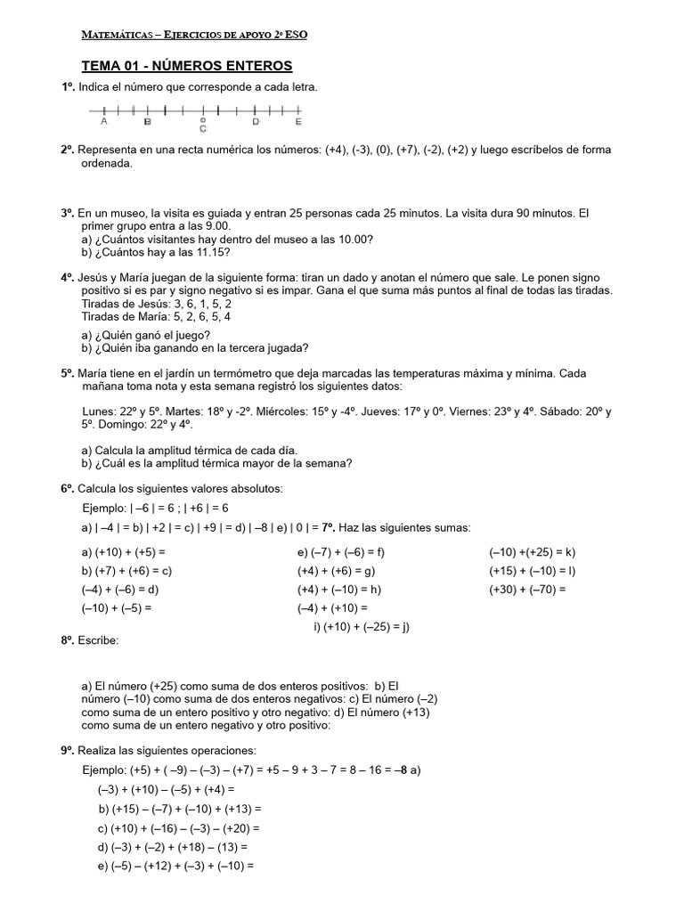 Ejercicios de Matemáticas 2º ESO | PDF | Ecuaciones | Entero