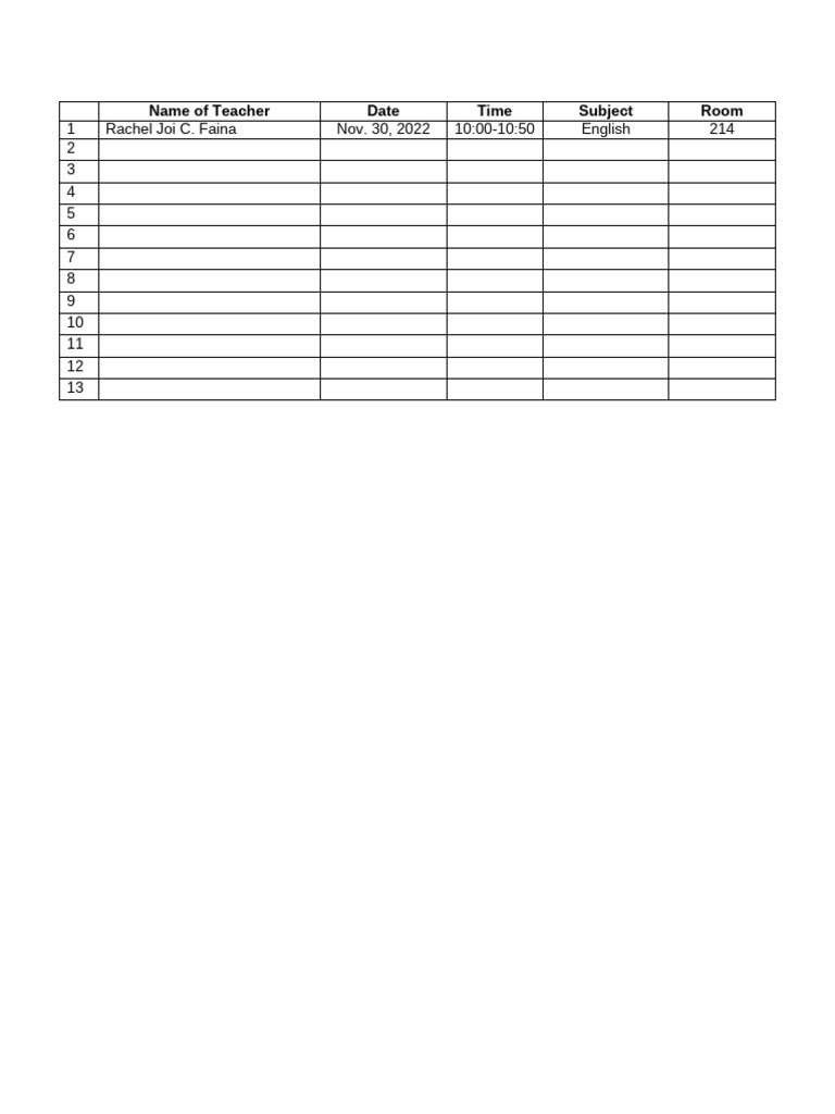Schedule For Observation 2ndQ 2022 | PDF