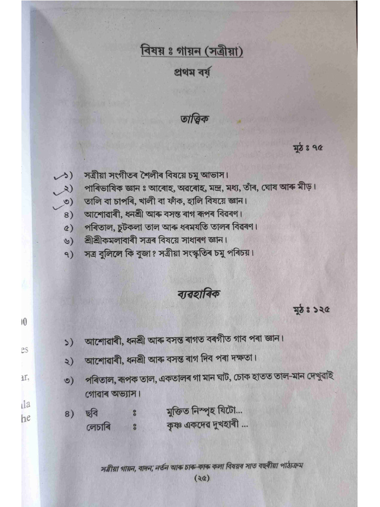 Borgeet syllabus 1st year | PDF