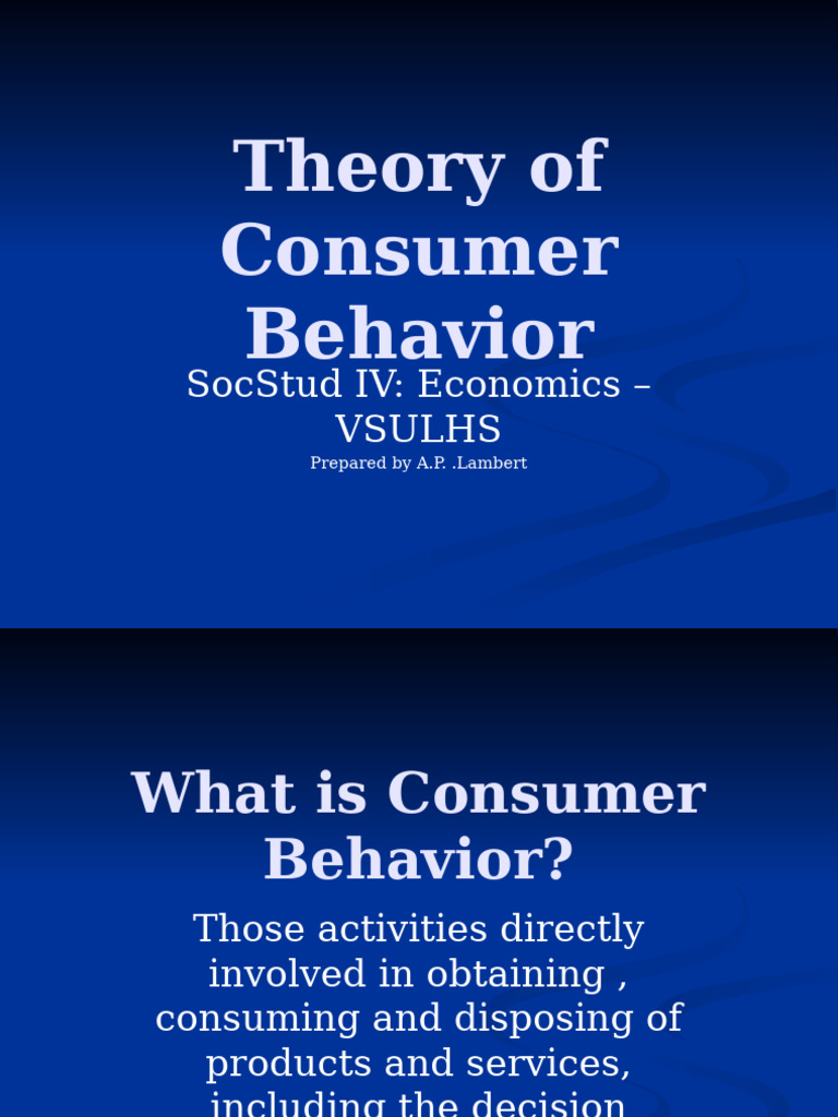 1 Theory of Consumer Behavior 1 | PDF | Utility | Marginal Utility
