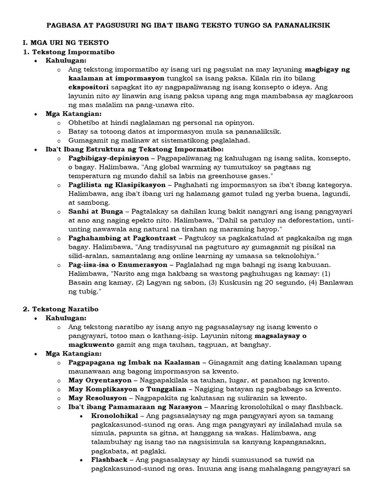 Pagbasa Handout | PDF