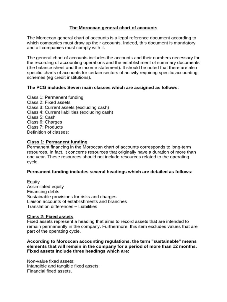 The Moroccan General Chart of Accounts | PDF