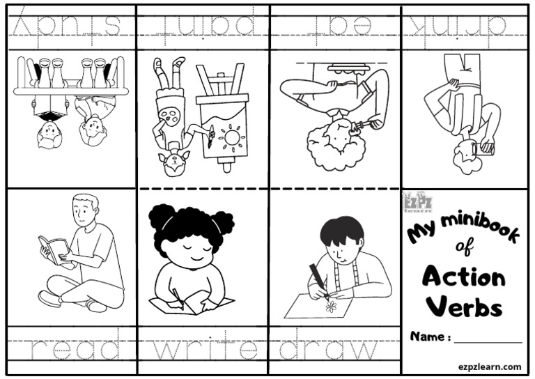 Action Verbs 1 Mini Coloring Book | PDF