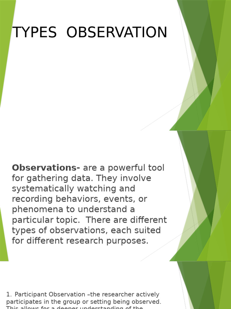 Types of Observation in Research | PDF
