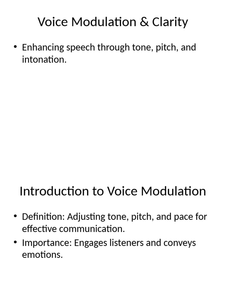 Voice Modulation Techniques for Clarity | PDF