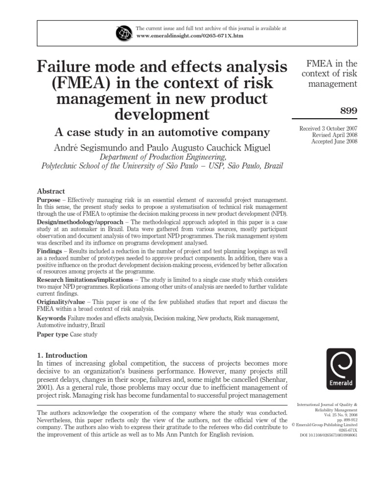 FMEA | PDF | New Product Development | Risk Management
