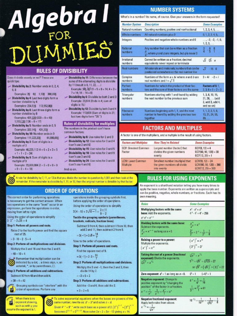 Algebra For Dummies | PDF