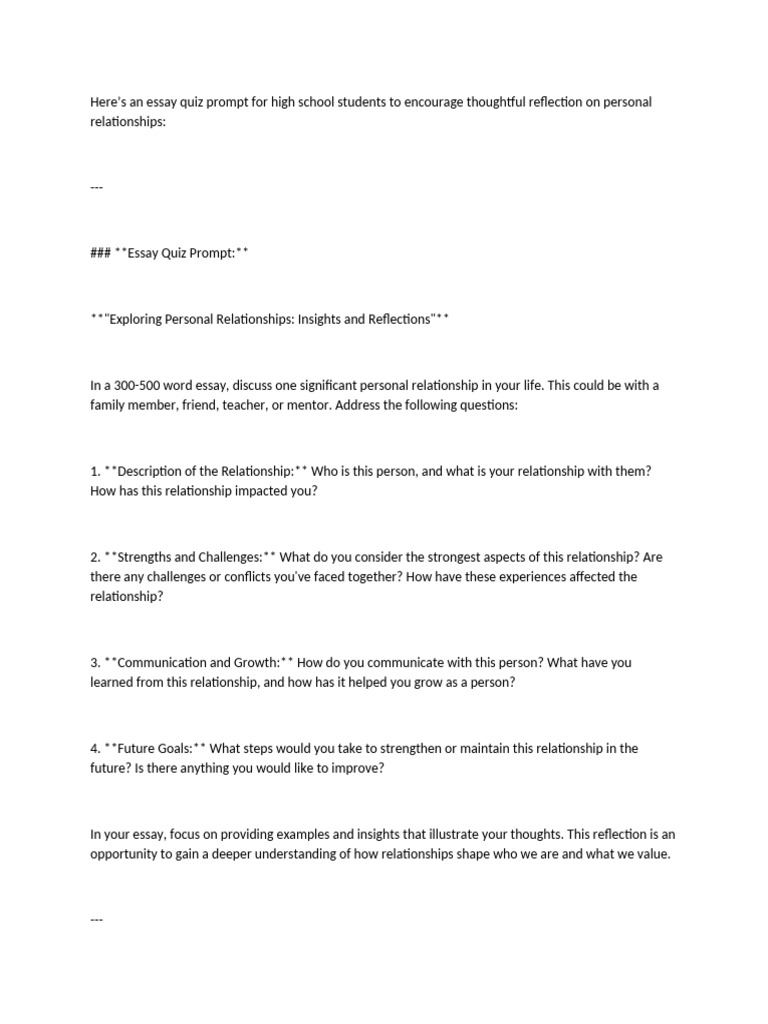 Personal Relationship Reflection Essay | PDF