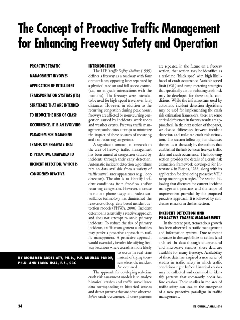The Concept of Proactive Traffic Management for Enhancing Freeway | PDF | Traffic | Controlled ...
