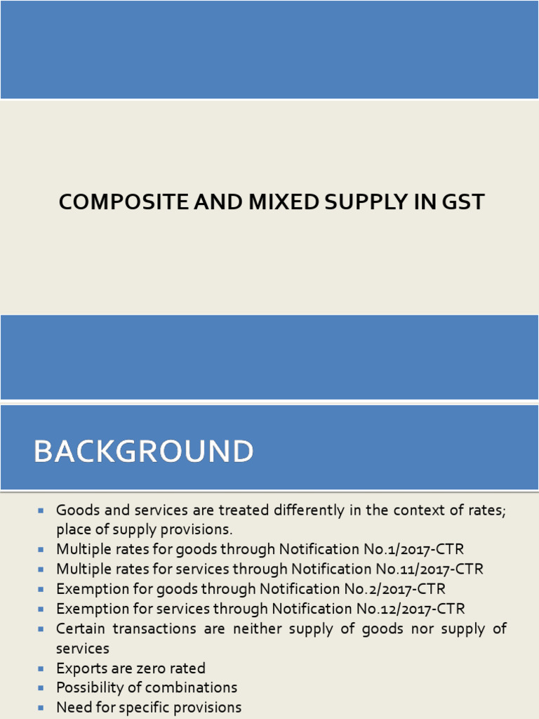 Composite vs Mixed Supply Under GST | PDF | Value Added Tax | Taxes