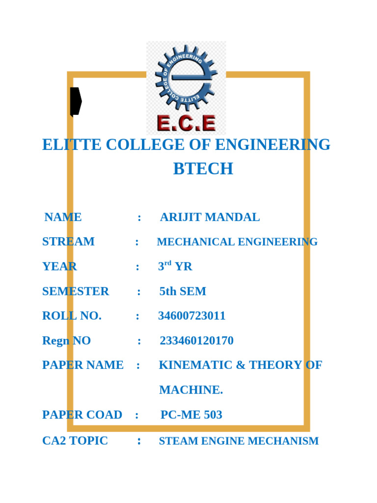 Arijit Mandal - 34600723011 - Theory of Machine | PDF | Steam Engine ...