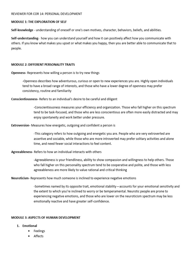 Cor 14 Module1 13 Reviewer Perdev | PDF | Adolescence | Mental Disorder