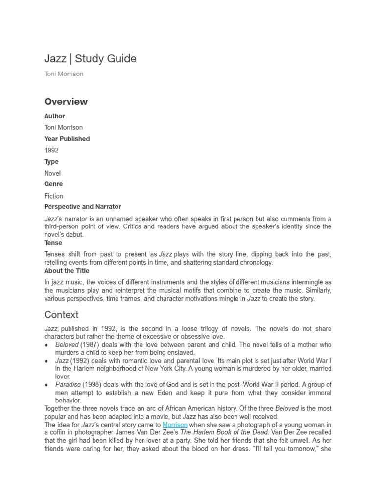 Jazz: A Guide for Literature Students | PDF | Narration