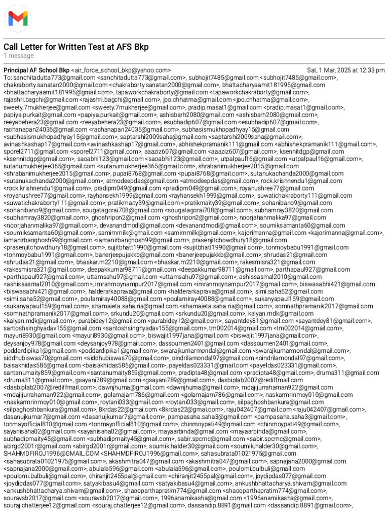 AFS Bkp Written Test Call Letter | PDF