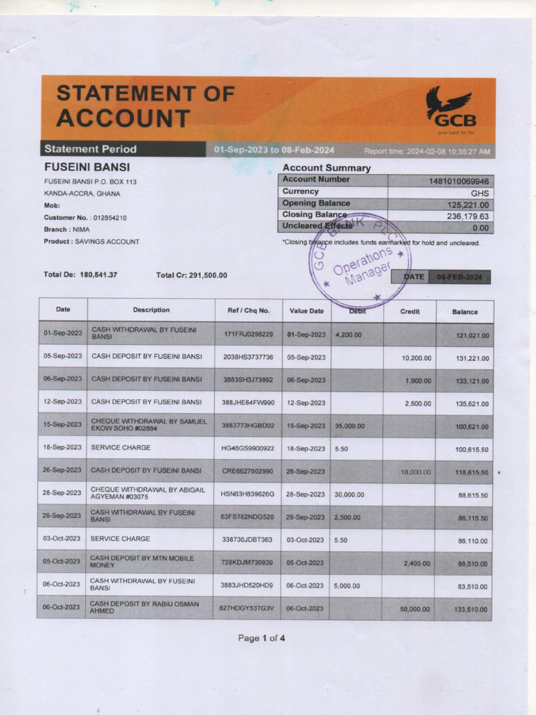 B-statement Gcb 0001 | PDF