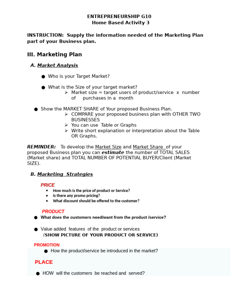 III. Market Plan Hba 3 Revised | PDF
