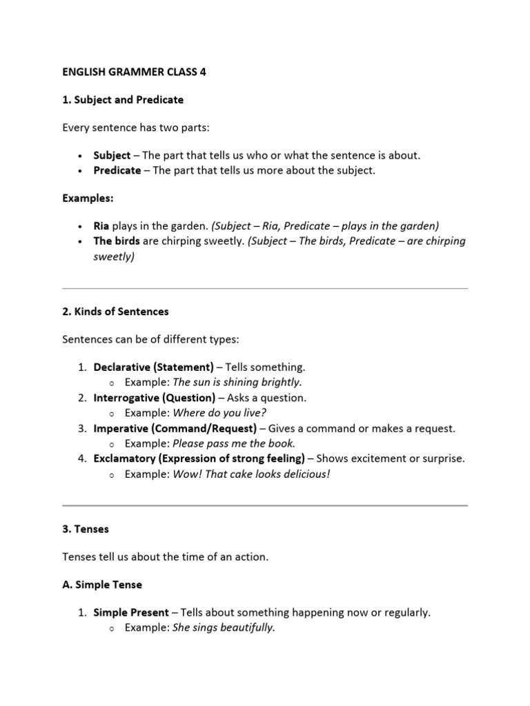 ENGLISH GRAMMER Concise Notes | PDF | Perfect (Grammar) | Verb