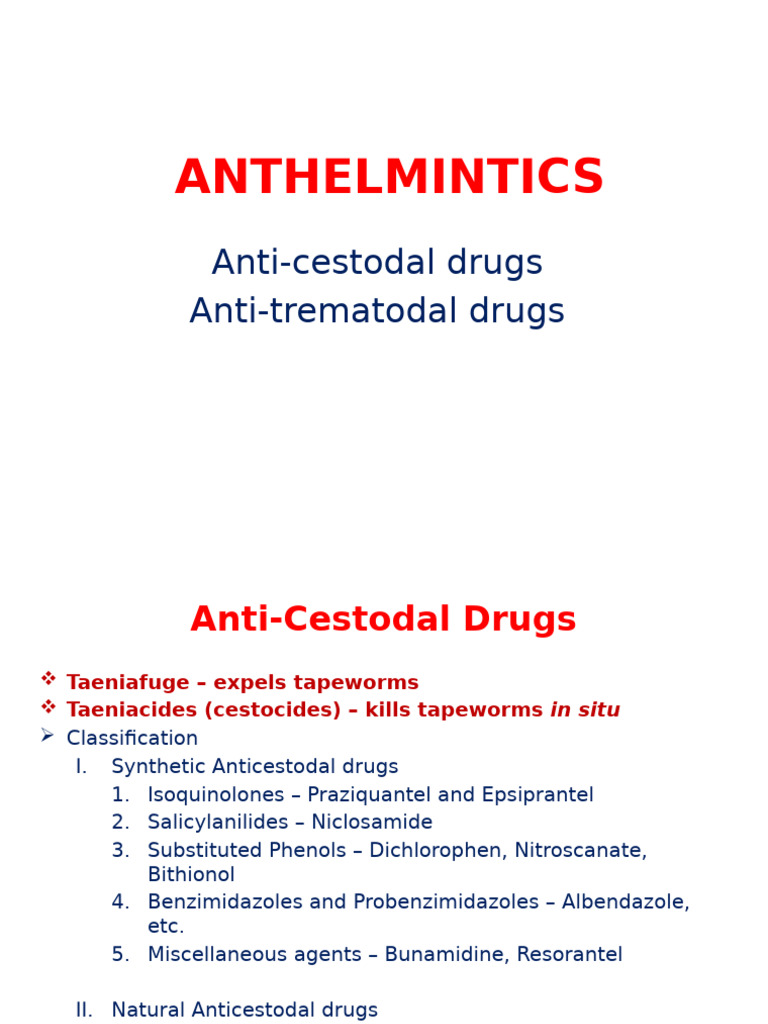 Comprehensive Guide to Anthelmintics | PDF
